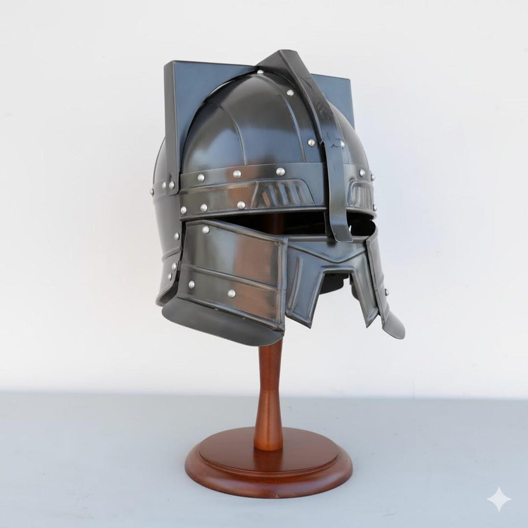 Medieval Black Dwarven Knight Helmet, Handmade Steel Fantasy Costume ...