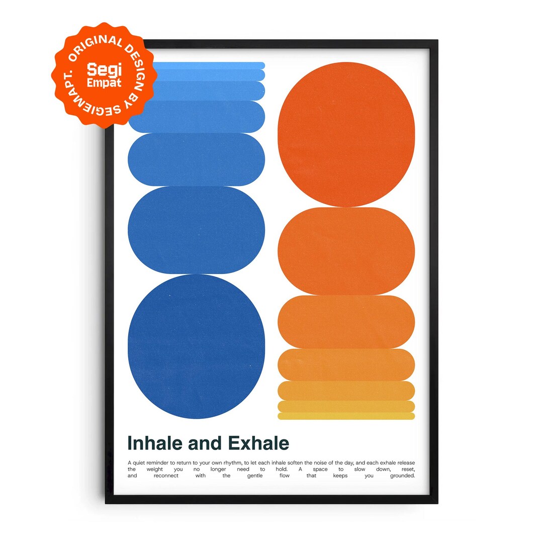 Contemporary Exhale and Inhale Poster | Modern Minimalist Bauhaus Print ...