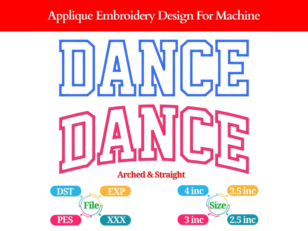 Dance Applique Embroidery Design: Multiple Sizes (digital Download) - Etsy