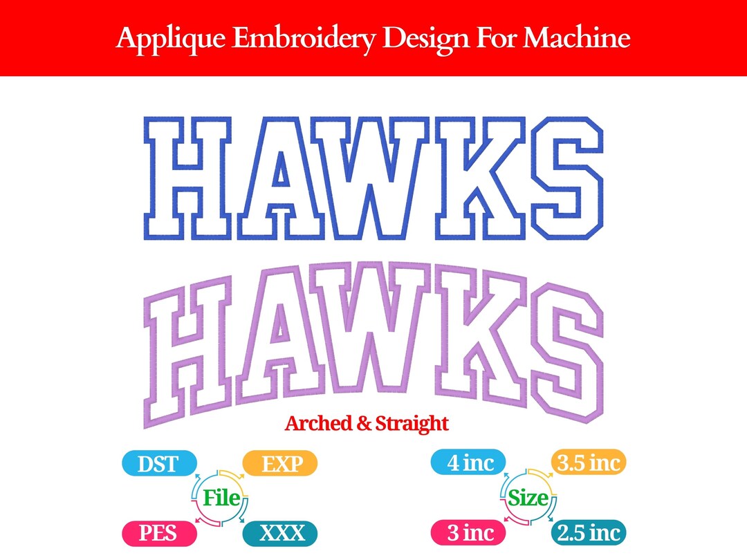 Hawks Applique Embroidery Design: Multiple Sizes (digital Download) - Etsy