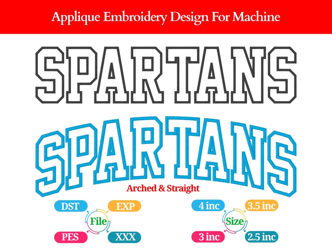 Spartans Applique Embroidery Design: Multiple Sizes (digital Download ...