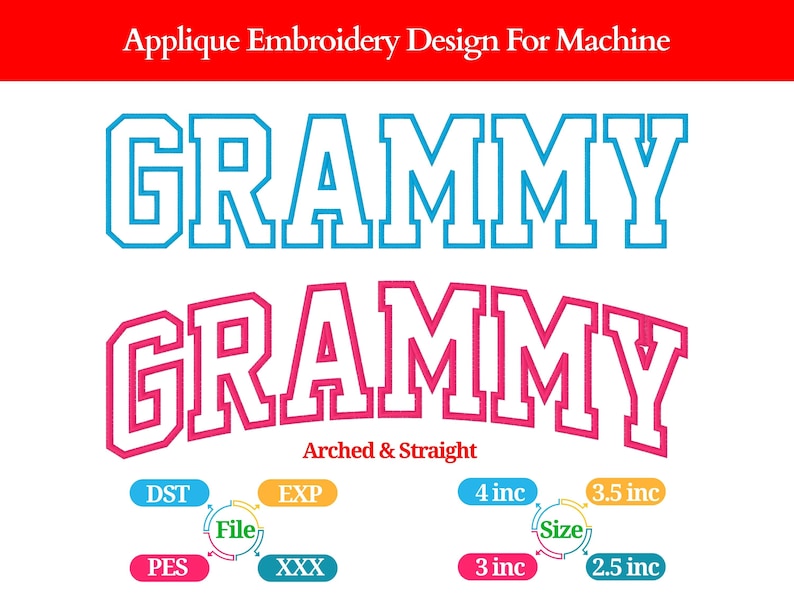 Grammy Applique Embroidery Design | Machine Embroidery (digital ...