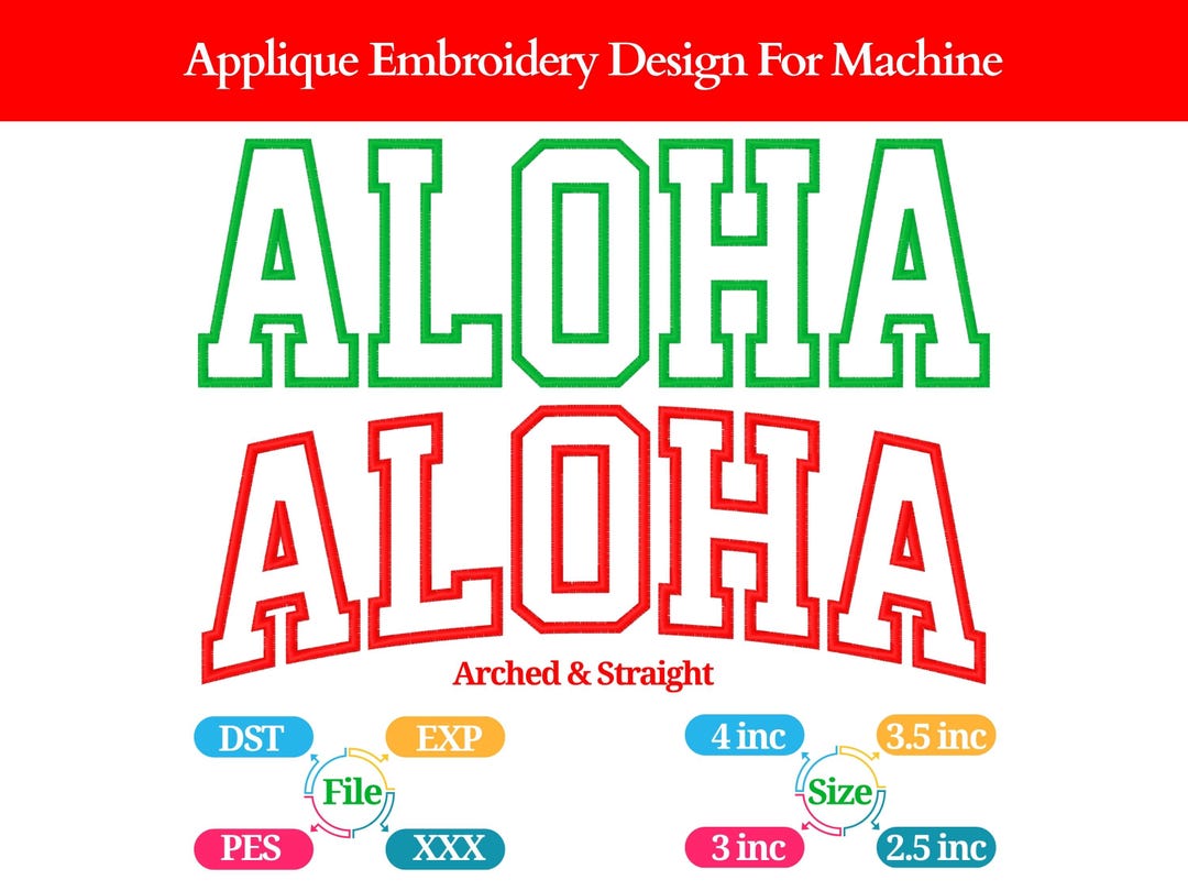 Aloha Applique Embroidery Design: Multiple Sizes (digital Download) - Etsy