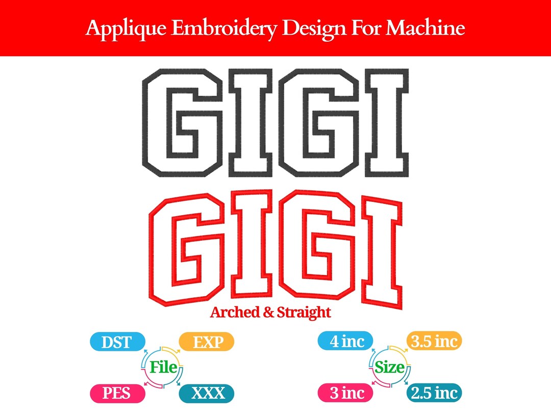 Gigi Applique Embroidery Design: Multiple Sizes (digital Download) - Etsy