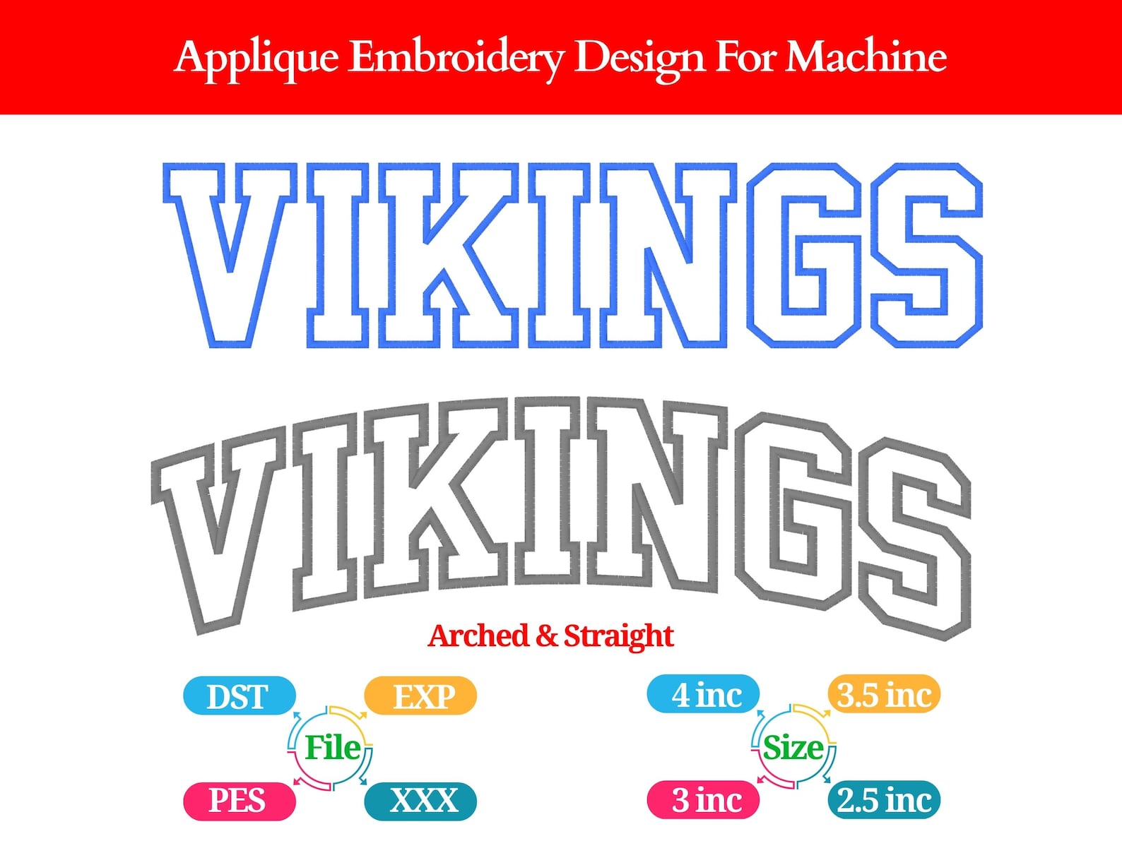 Vikings Applique Embroidery Design: Multiple Sizes (digital Download ...