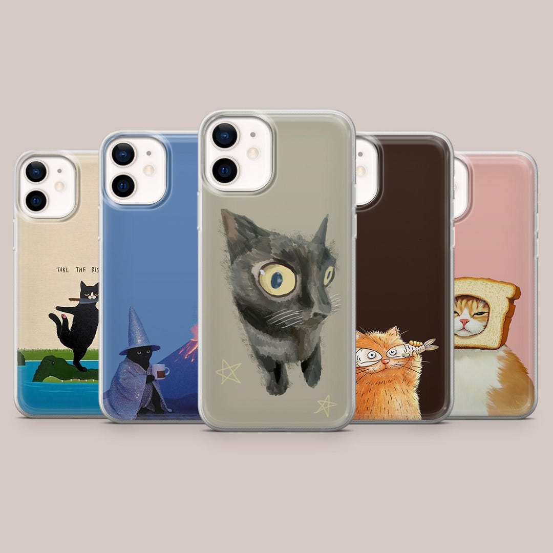 Funny Cat Phone Case Kitty Meme Cover for iPhone 17, 16pro, 15, 14, 13 ...