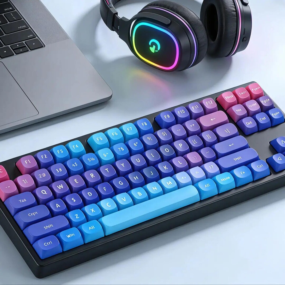 Purple Glitter Keycaps Set, Cute Anime-style Artisan PBT Keycaps, MOA ...