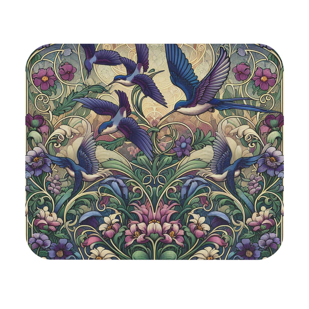 Floral Bird Mouse Pad | Vintage Style Desk Decor - Etsy