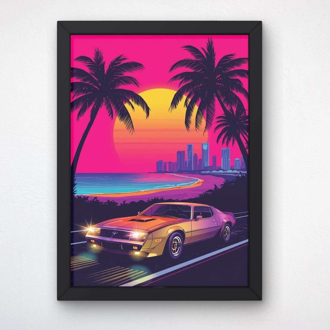 Retro Miami Vice City Style Poster | Neon Digital Poster | Printable ...
