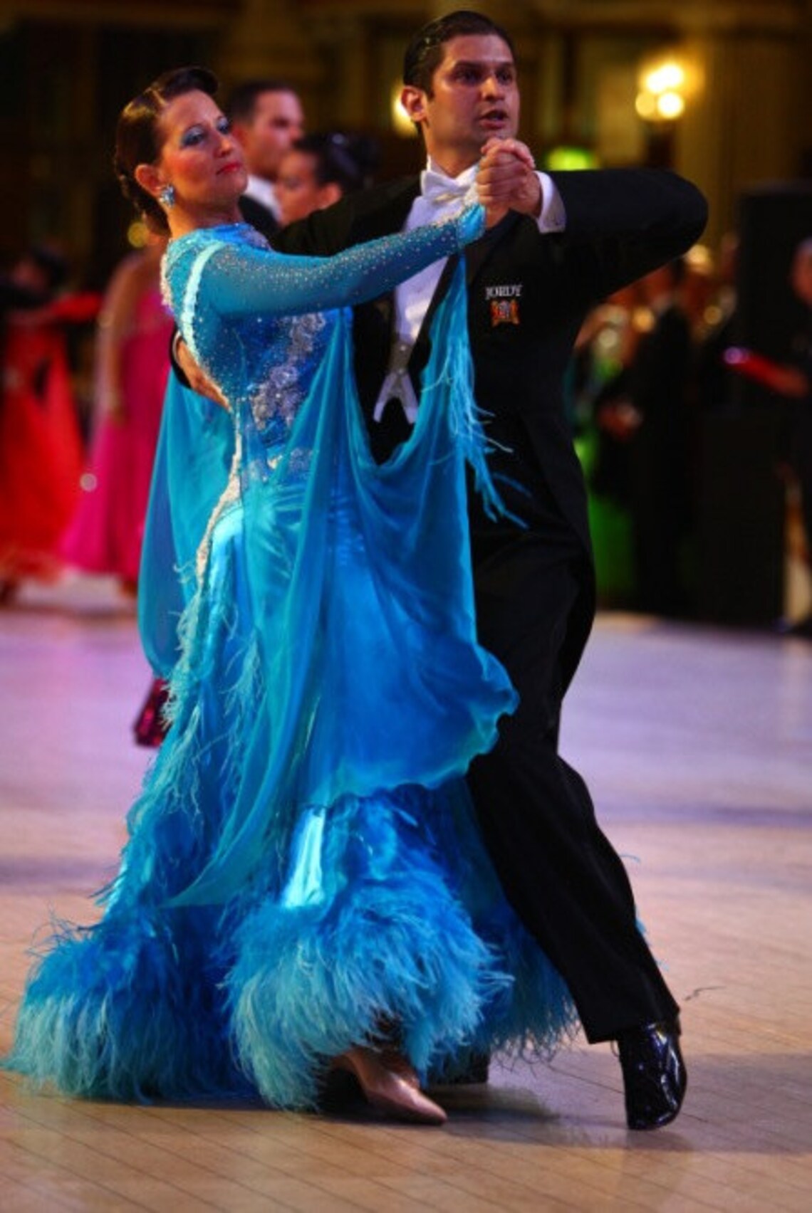 Blue Ballroom Dance Dress With Feathers - Etsy