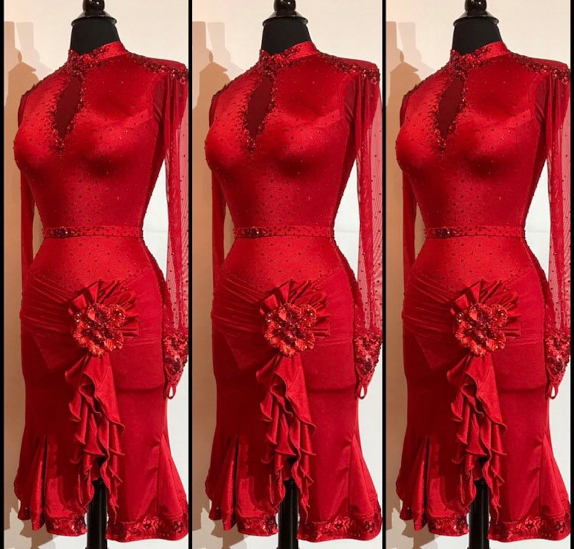 Sexy Red Dance Dress Red Latin Dance Dresses Dance Latin Dress | Etsy