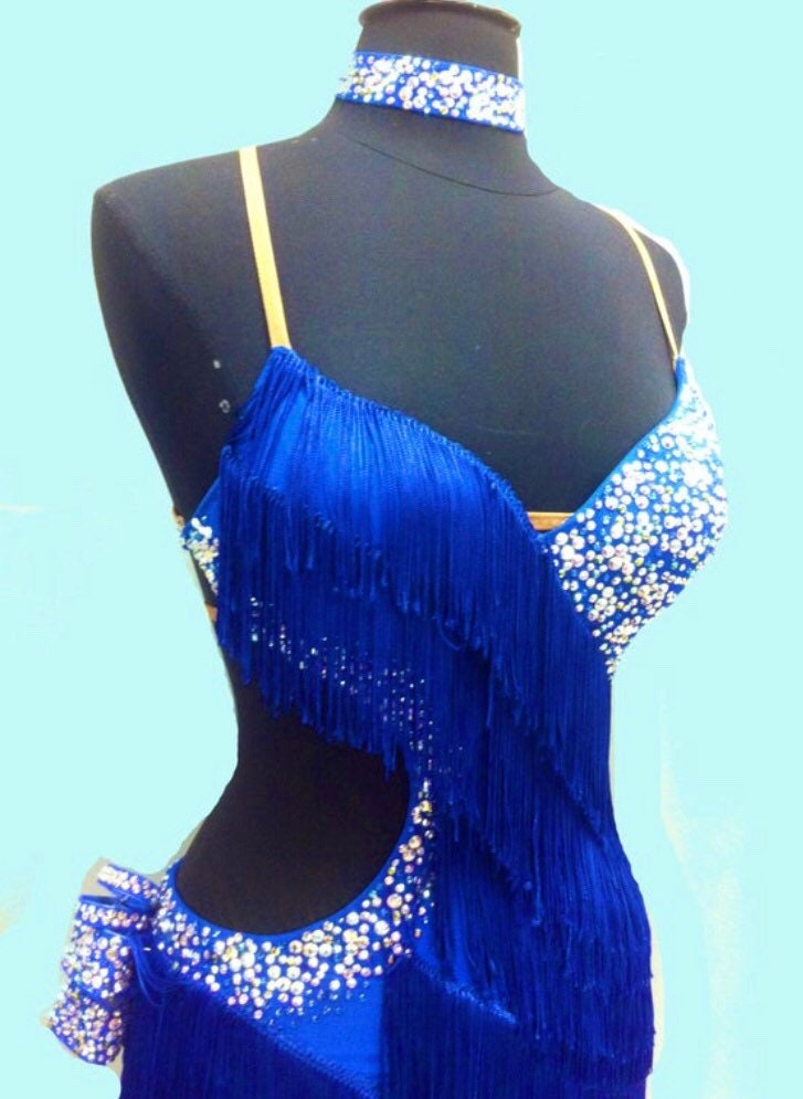 Blue Latin Dress With Fringe Blue Latin Dance Dresses Dance Dresses ...
