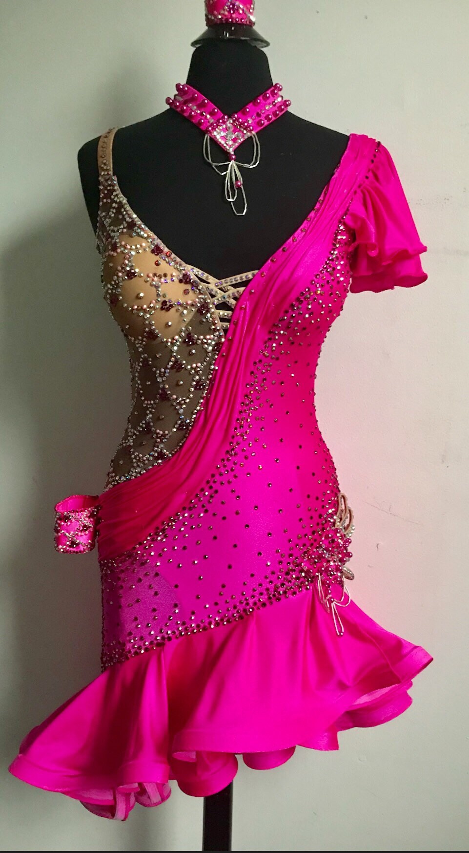 Sexy Pink Dance Dress Pink Latin Dance Dresses Latin Dance Etsy