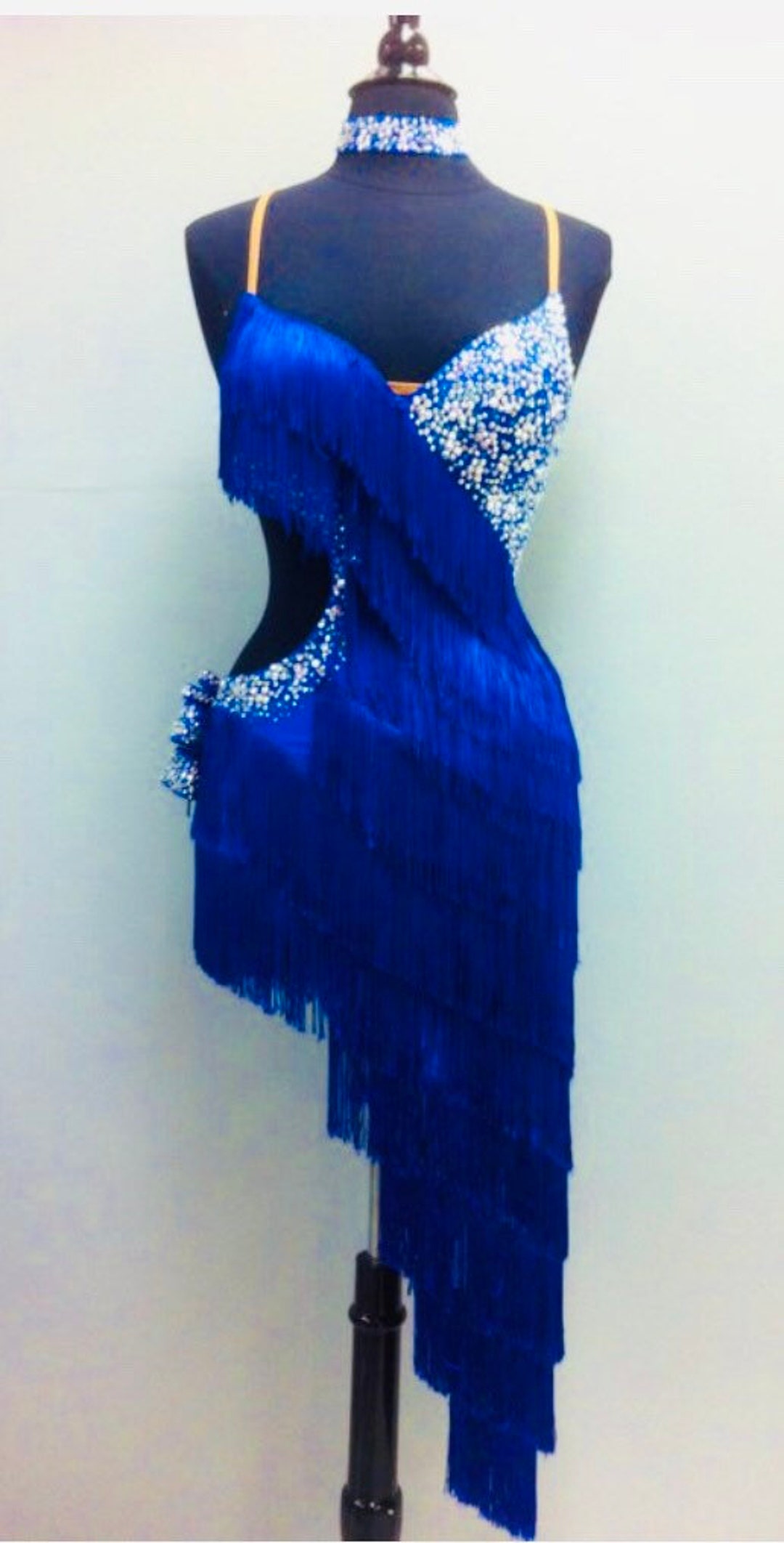 Blue Latin Dress With Fringe Blue Latin Dance Dresses Dance Dresses ...