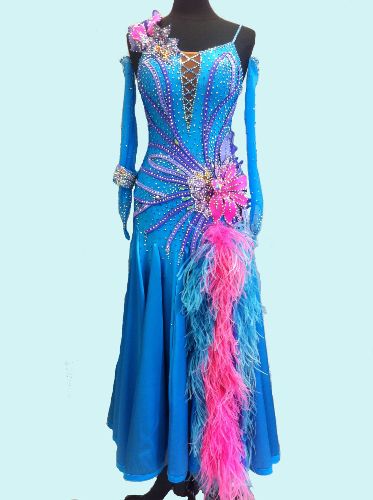 Blue Ballroom Dance! Free Shipping! Blue Smooth Dance Gowns! Blue ...