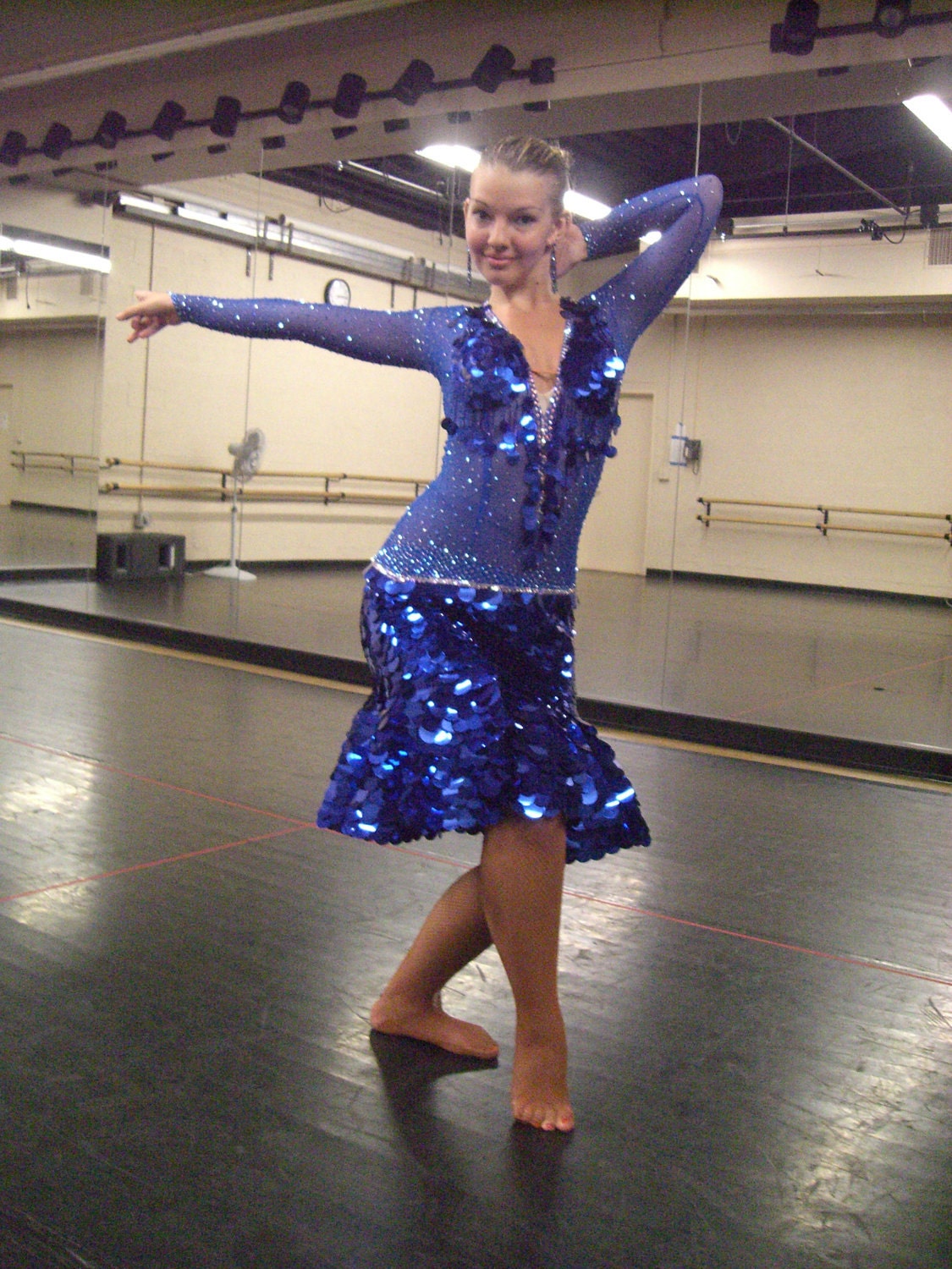 Blue Dance Dress With Shiny Discs Dance Latin Dress Dance Dresses - Etsy