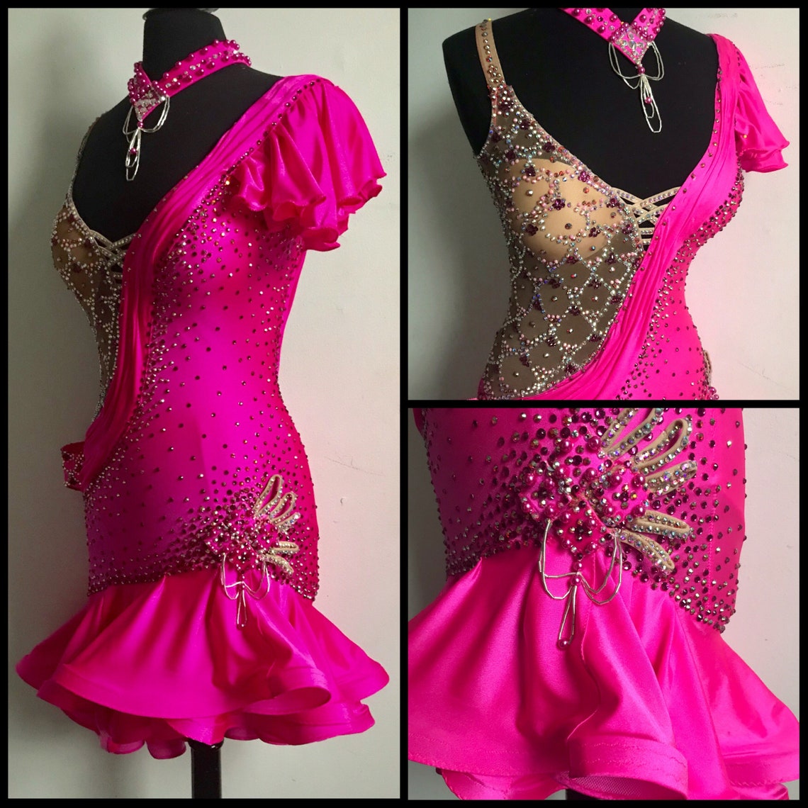 Sexy Pink Dance Dress Pink Latin Dance Dresses Latin Dance Etsy