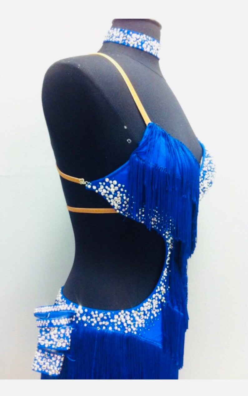 Blue Latin Dress With Fringe Blue Latin Dance Dresses Dance Dresses ...