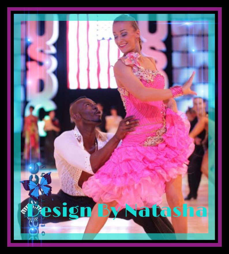 Pink Dance Dress Latin With Gold Lace Dance Latin Dresss - Etsy