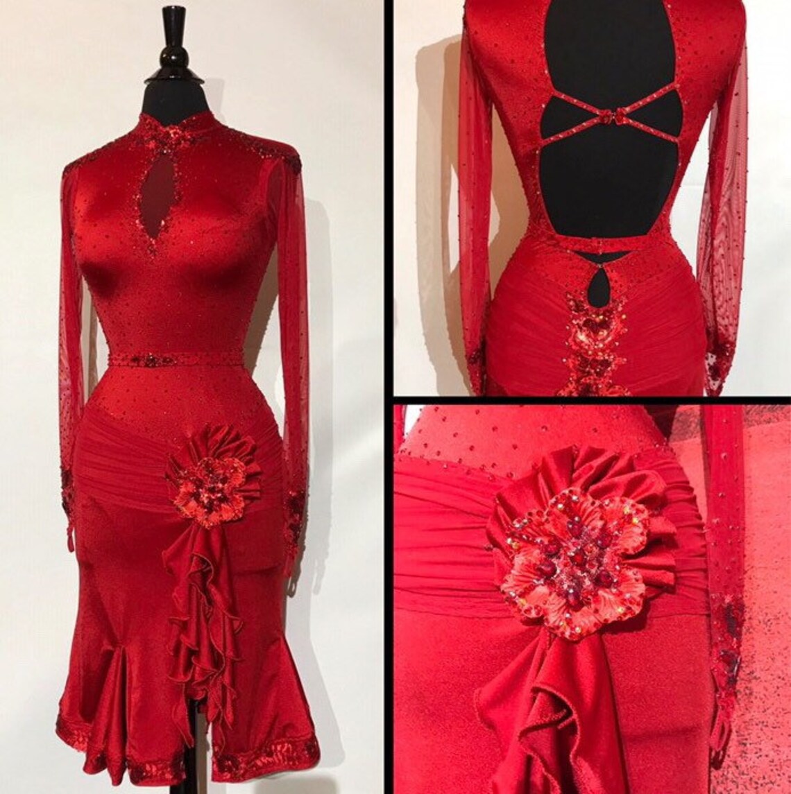 Sexy Red Dance Dress Red Latin Dance Dresses Dance Latin Dress | Etsy