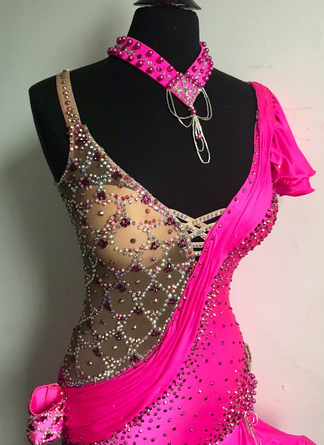 Sexy Pink Dance Dress Pink Latin Dance Dresses Latin Dance Dresses Pink Etsy