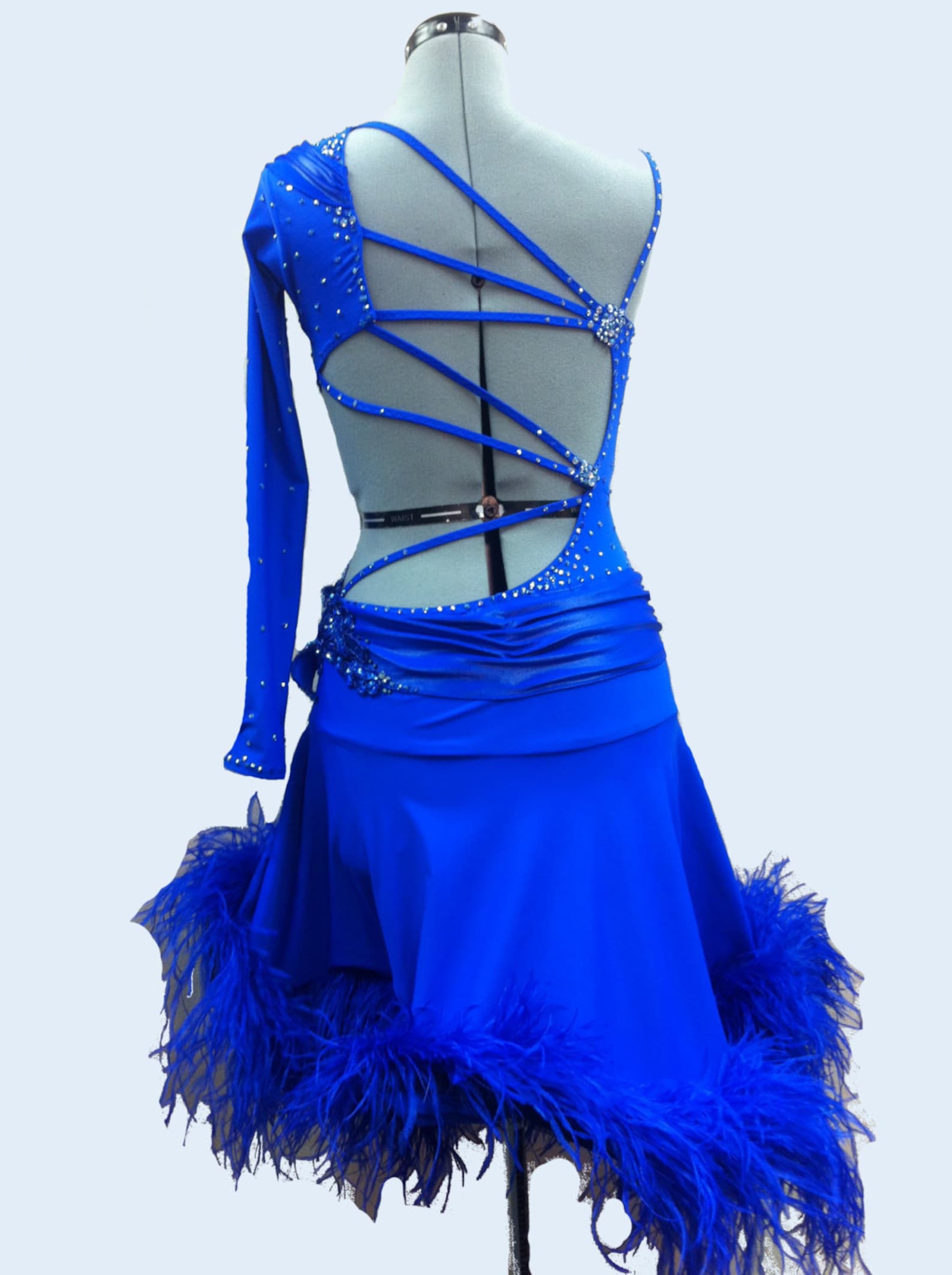 Blue Dance Dress With Feathers Blue Dancing Dresses - Etsy