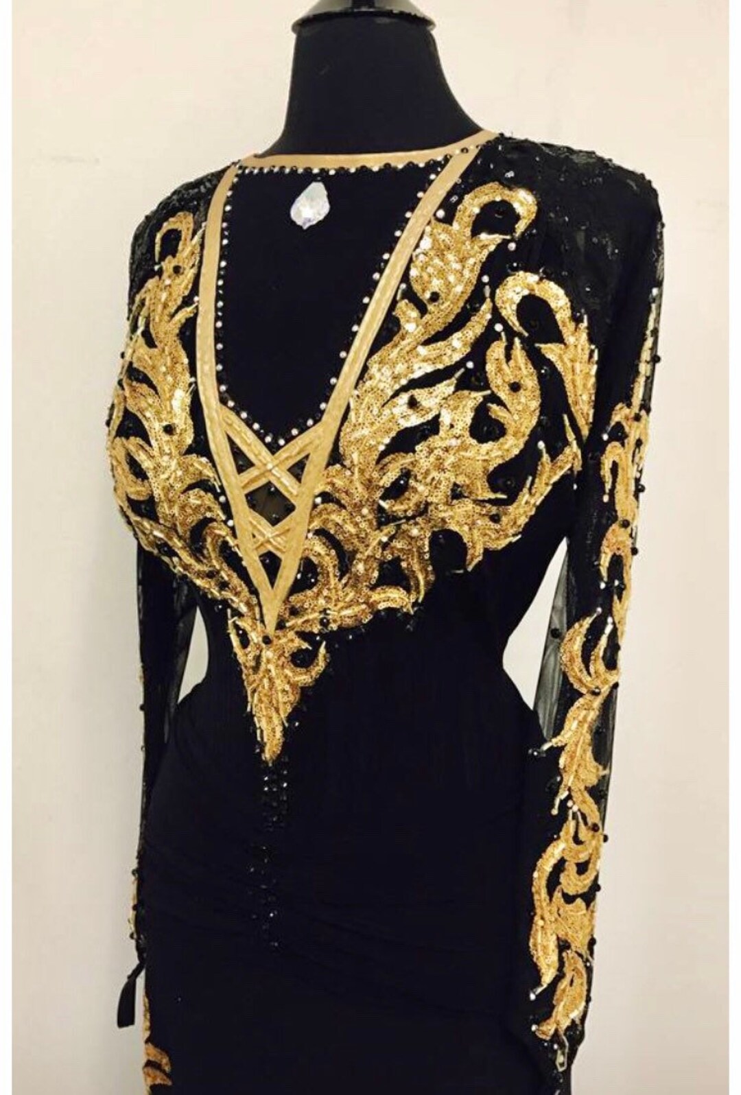 Black and Gold Dance Dress for Smooth Dance Ballroom Dance Dresses Gold ...