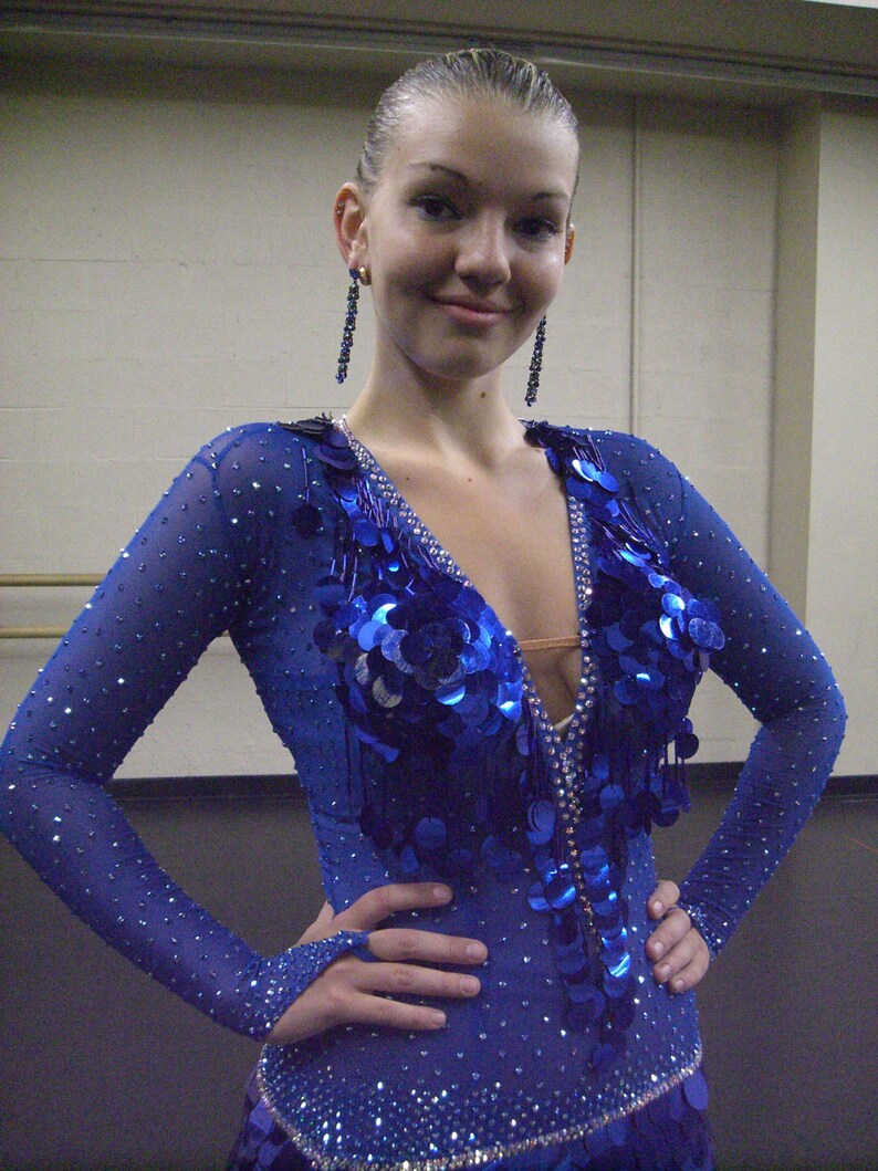 Blue Dance Dress With Shiny Discs Dance Latin Dress Dance Dresses - Etsy