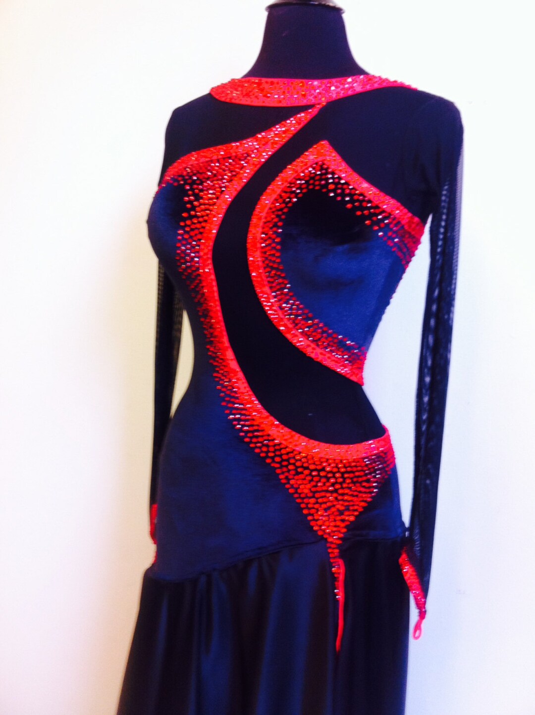 Black Red Dance Dress! FREE Shipping and Earrings! Black Smooth Dance ...