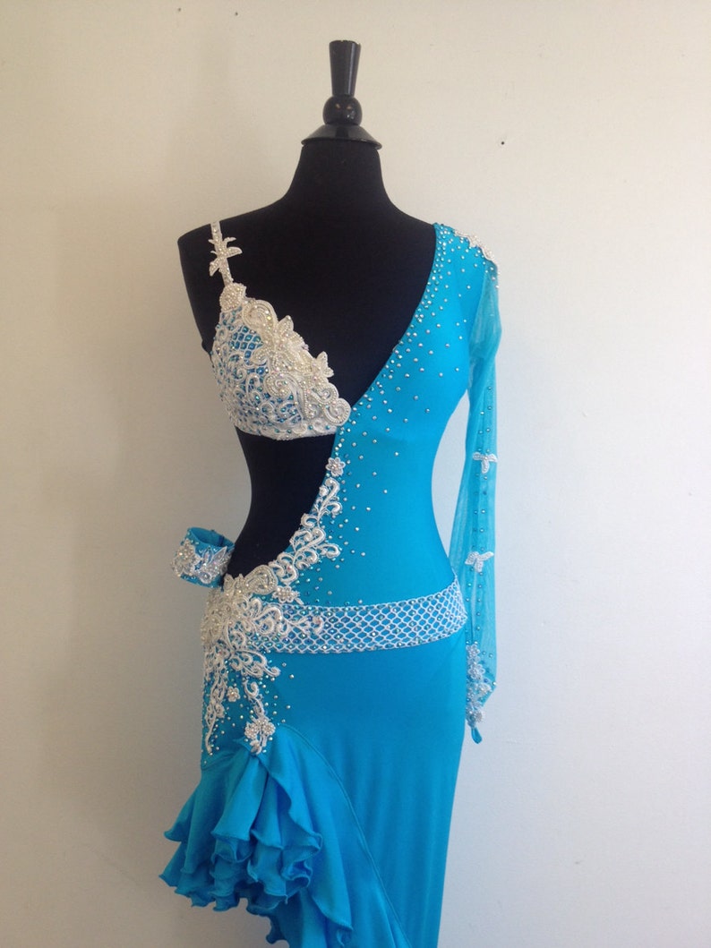 Blue Latin Dance Dress Latin Dance Dresses Belly Dance Dresses - Etsy ...