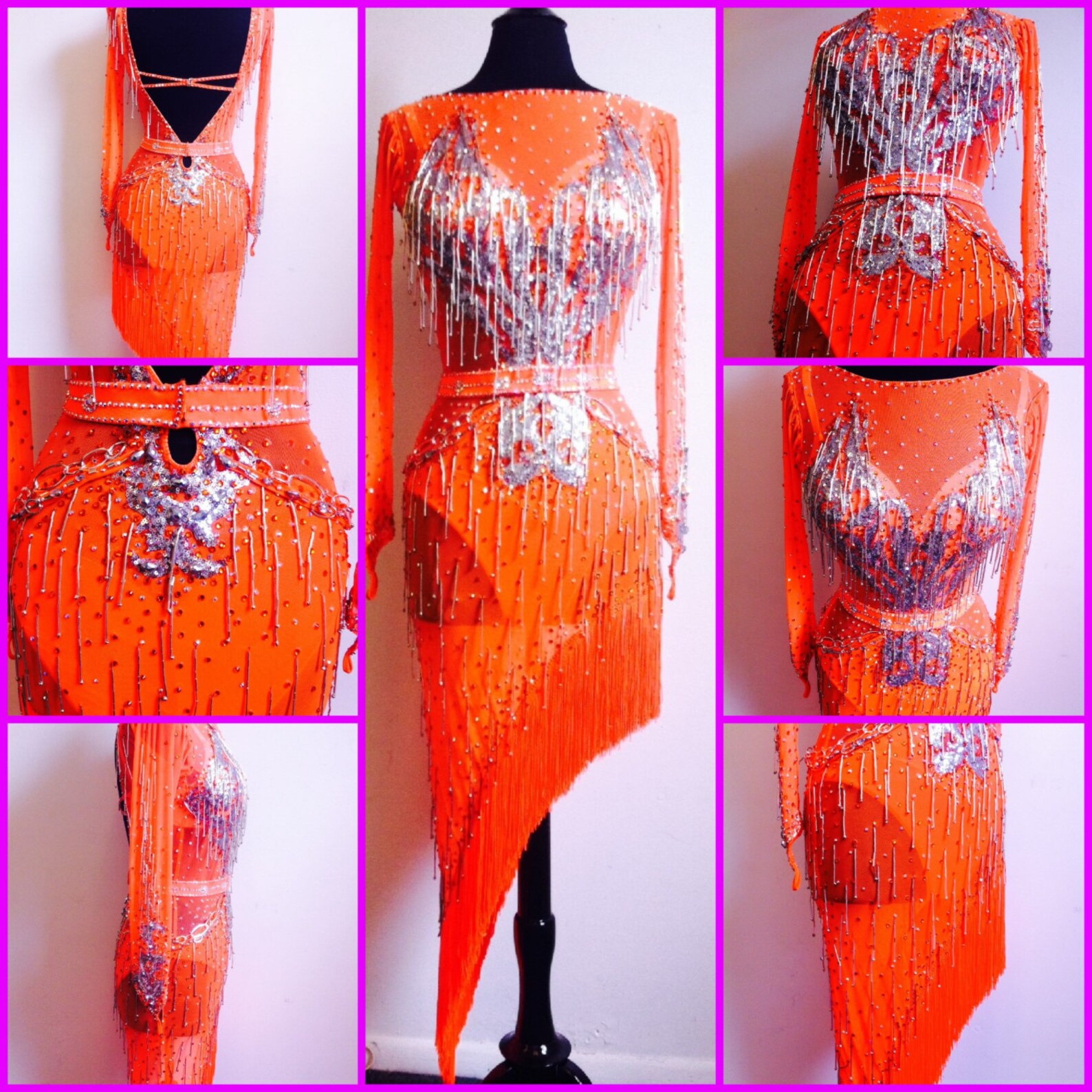 Orange Dance Dress Dance Latin Dresses Beaded Dance Dresses | Etsy