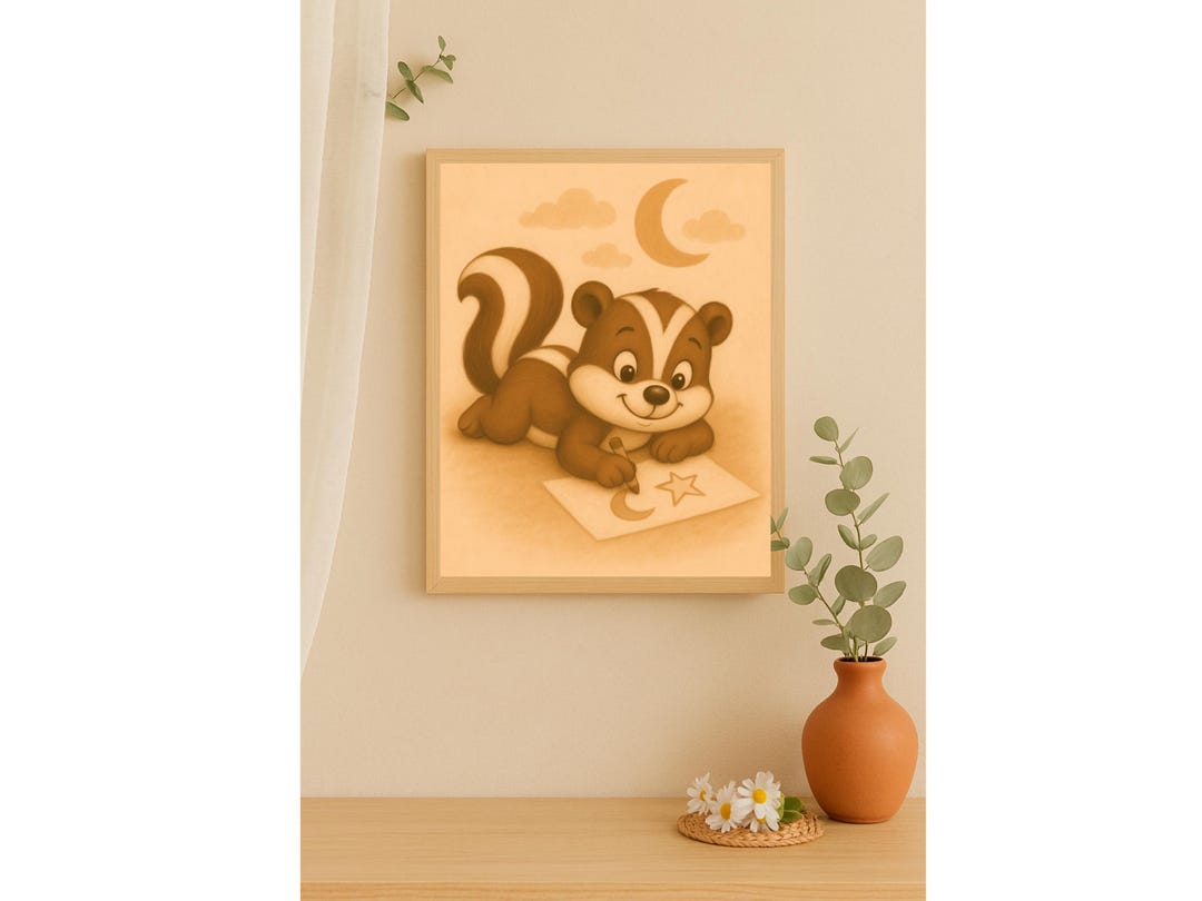 Boho Skunko Goodnight Drawing – Cute Animal Picture, Nursery Wall Art ...