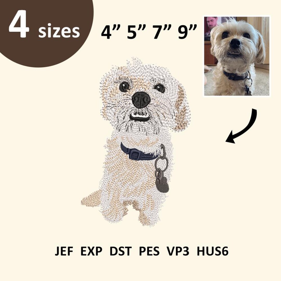 Custom Dog Embroidery Design Files, Custom Pet Portrait Embroidery ...