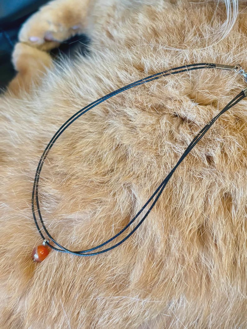 Dainty Red Agate Drop Layered Necklace, Custom Black Leather Choker ...