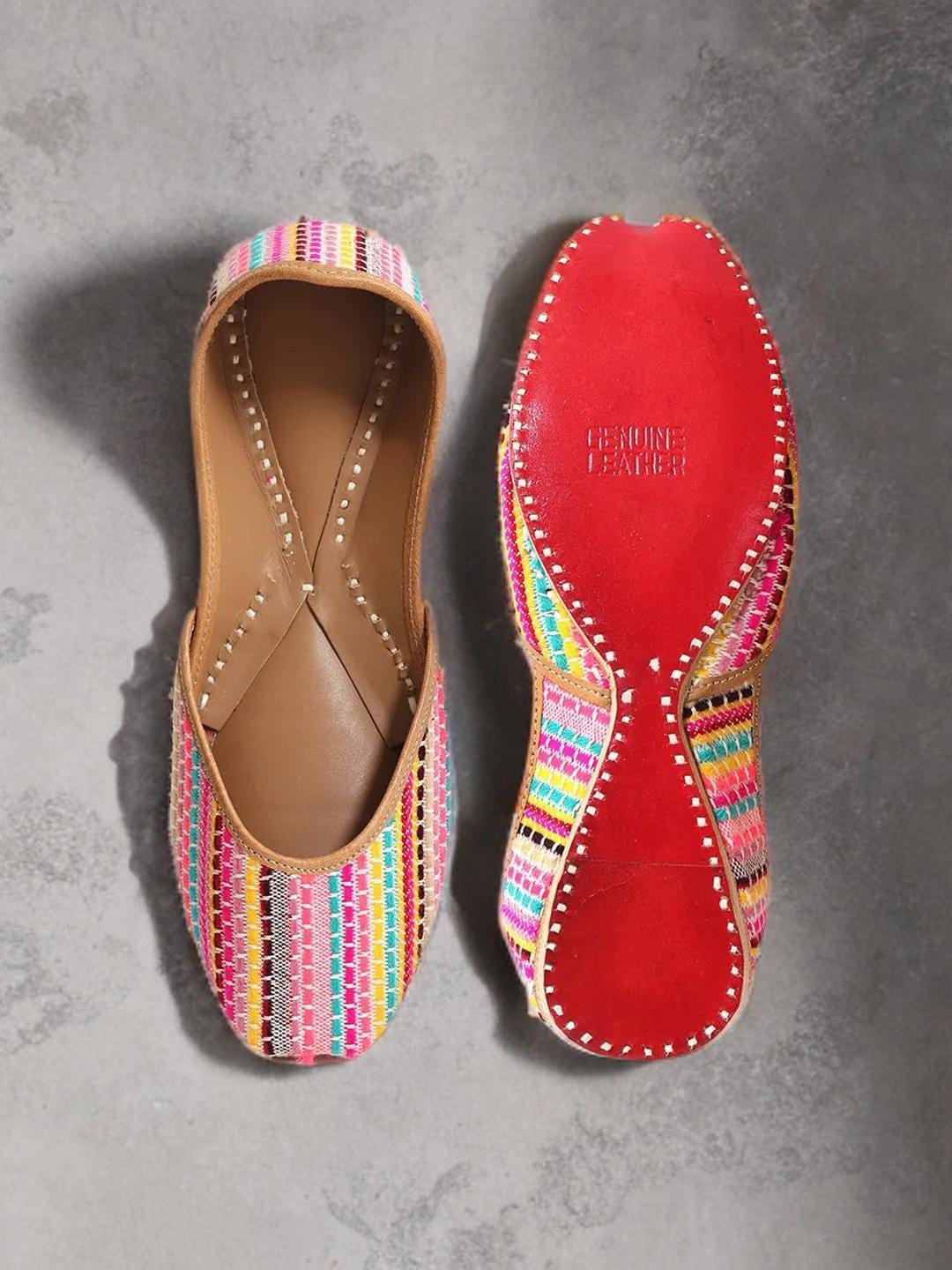 Multicolored Striped Mojari Jutti Comfortable Women Ethnic Flats - Etsy