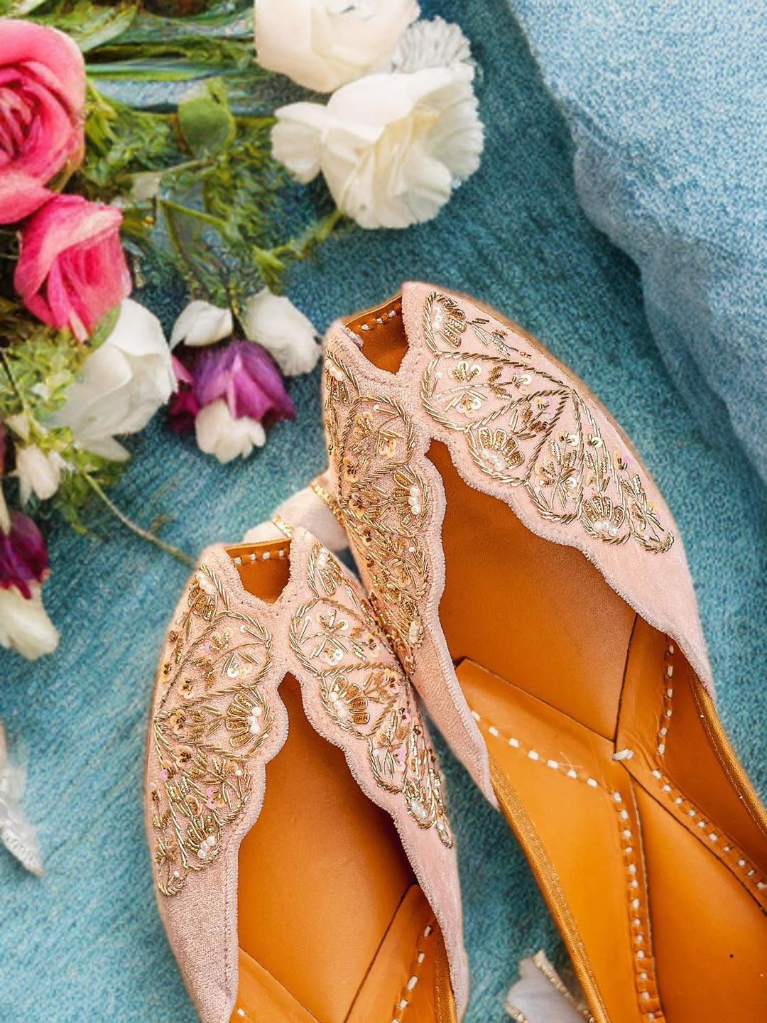 Handmade Embroidered Velvet Mojari Flats | Indian Bridal Juttis - Etsy