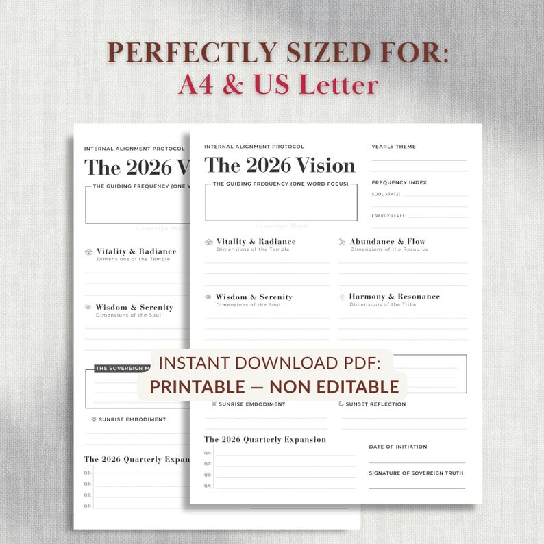 Vision Board Worksheet Printables Prompts — Inspiration, 2026 Goals ...