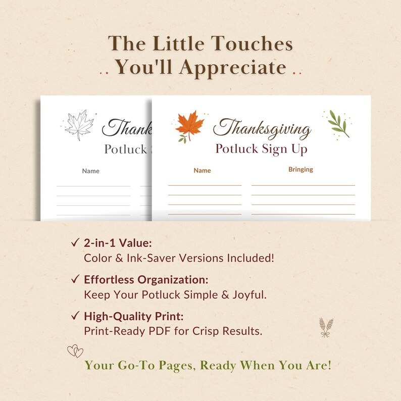 Thanksgiving Potluck Sign up Sheet | Minimalist Dinner List (printable ...