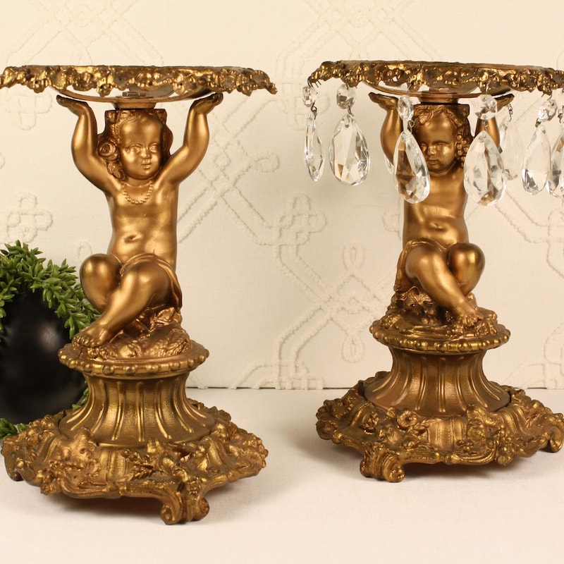 Vintage Cherub Lamp Pair - Etsy