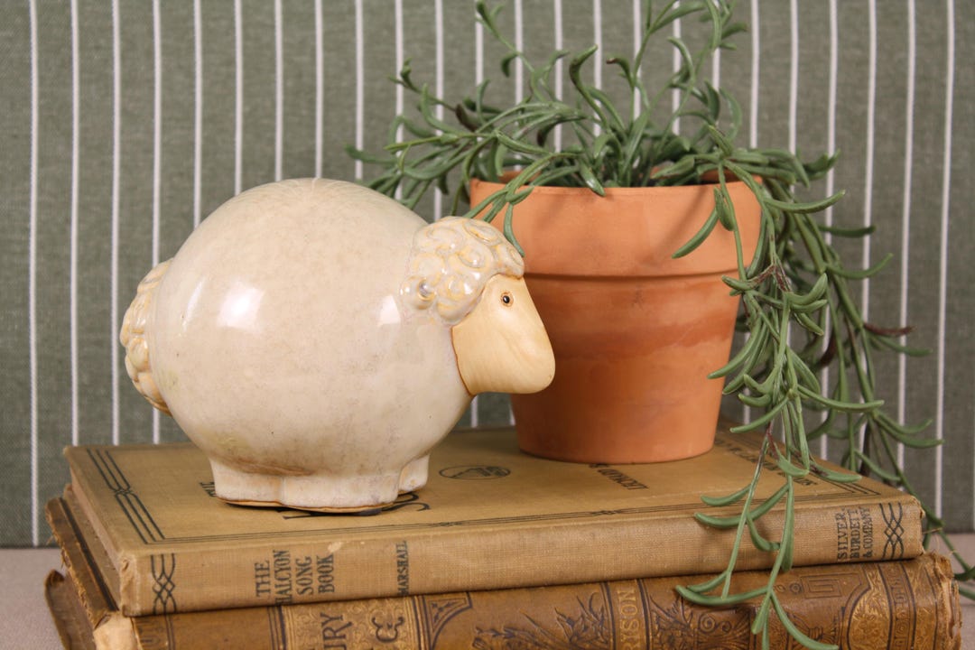 Whimsical Ceramic Sheep Figurine – Farmhouse Shelf Accent - Etsy