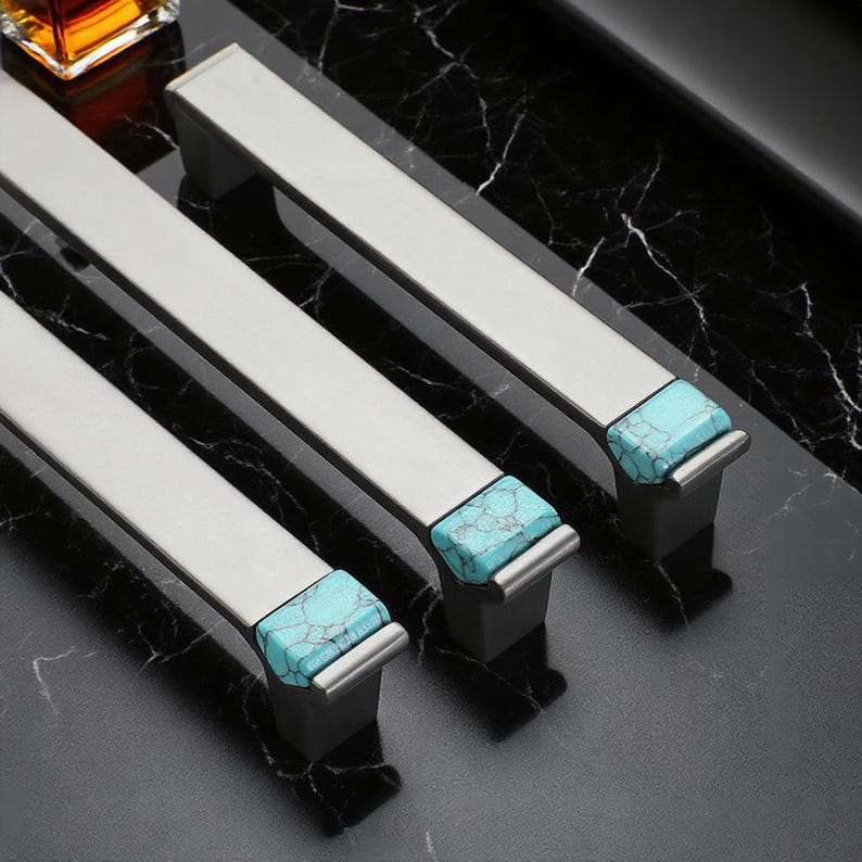 Turquoise Dresser Pulls, Kitchen Cabinet Knobs and Handles, Wardrobe ...