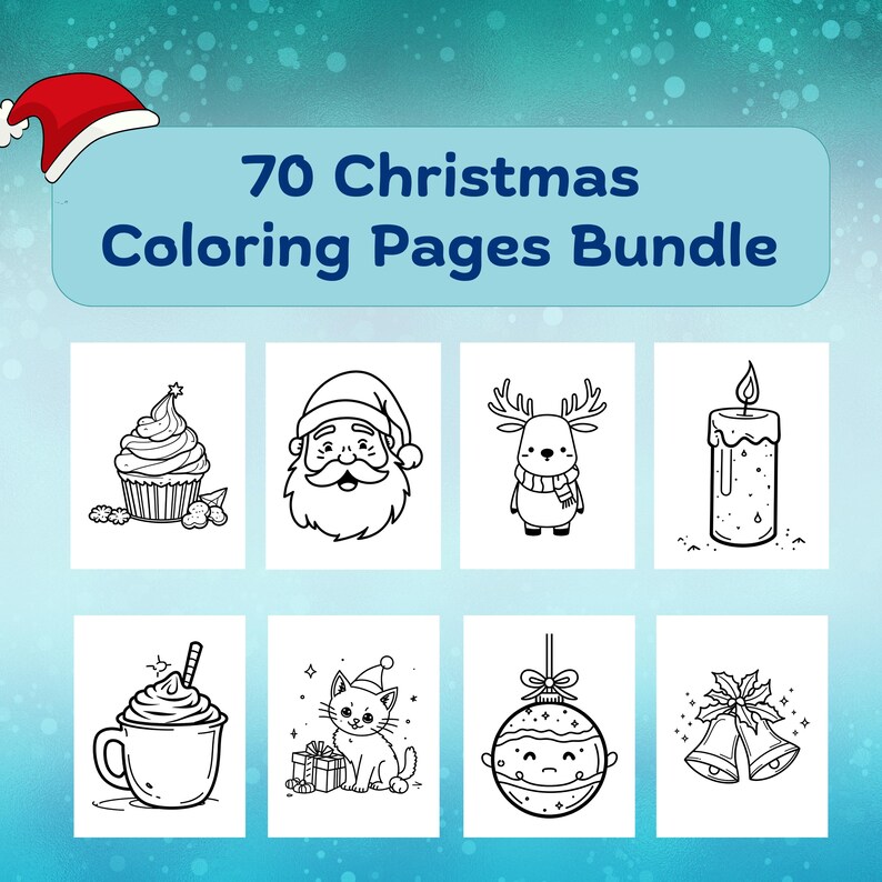 75 Christmas Coloring Pages | Cartoon Holiday Illustrations (PDF) - Etsy