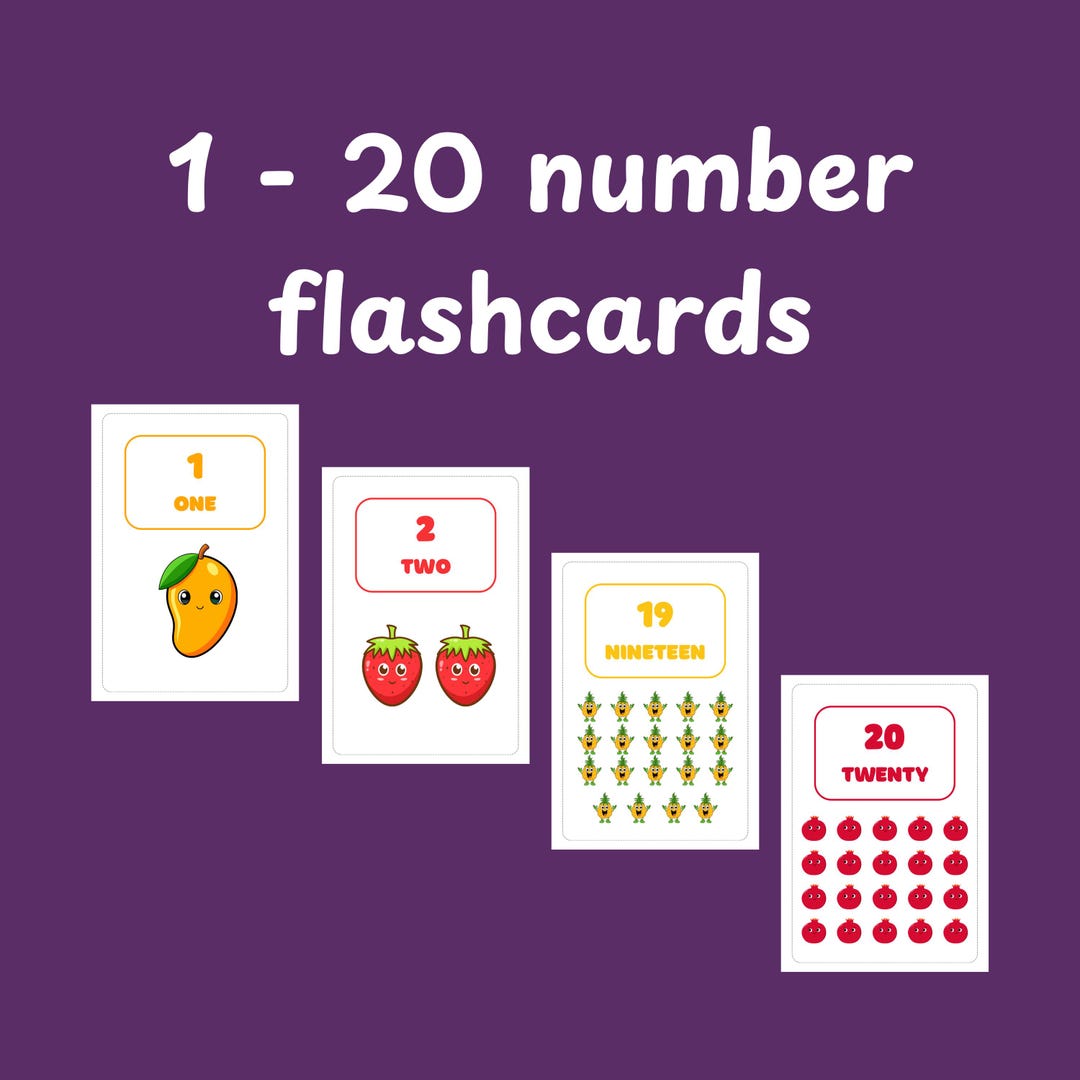 1–20 Number Flashcards With Fruits & Vegetables – Printable Counting ...