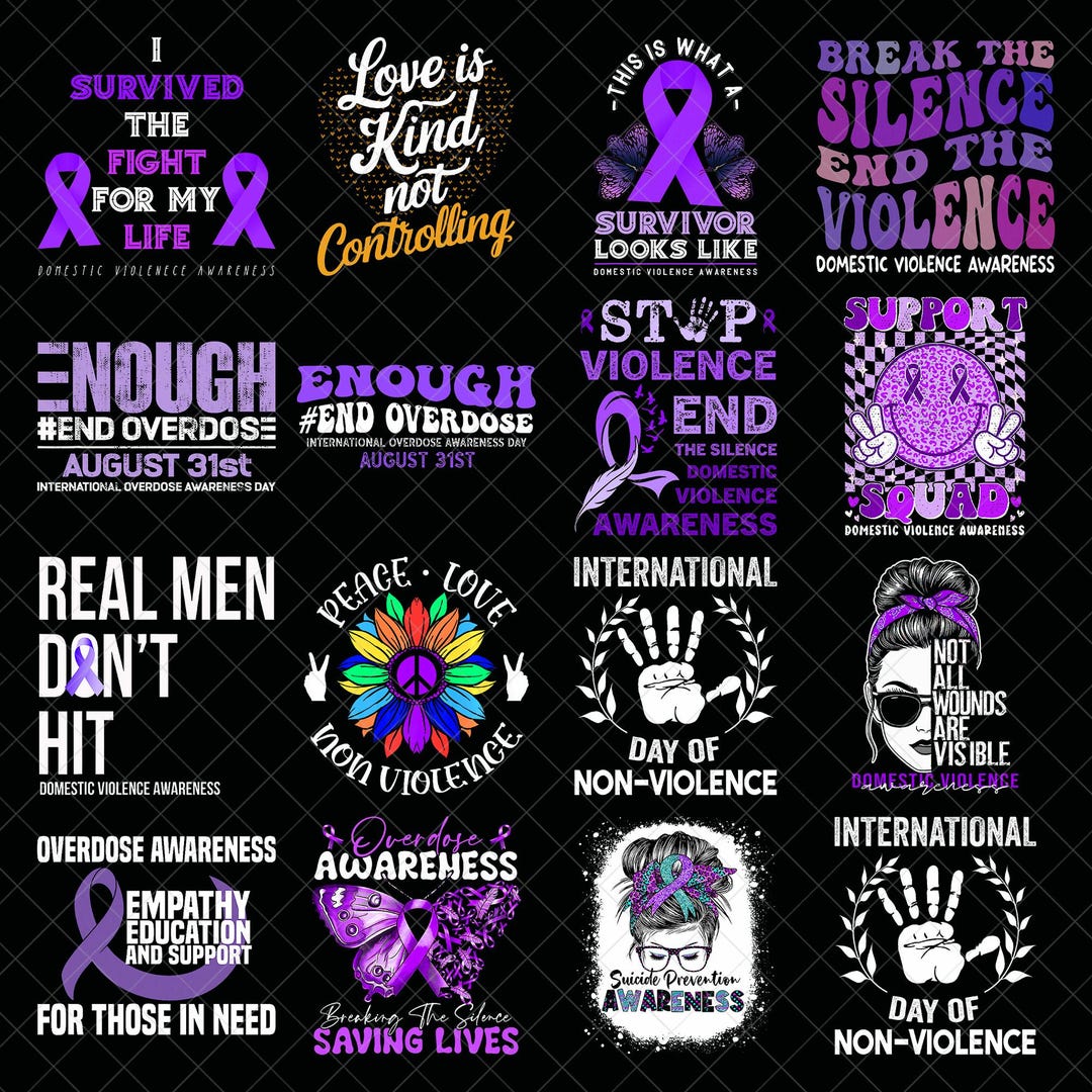 Domestic Violence Awareness Png Bundle, Purple Ribbon Png, Stop ...