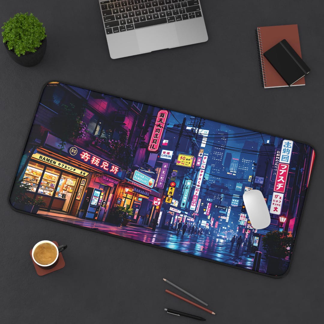 Cyberpunk City Desk Mat | Cyberpunk Gamer Desk Mat | Anime Gaming Mouse ...