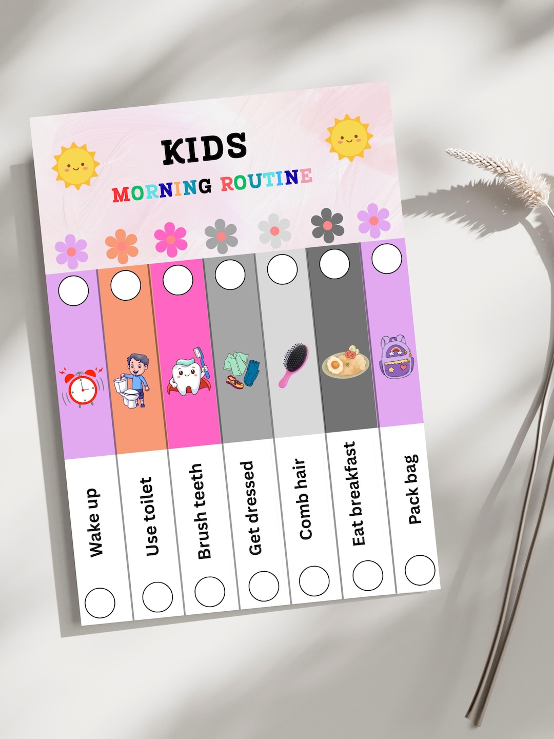 Kids Flip Routine Chart Editable Printable, Morning Evening Bedtime ...
