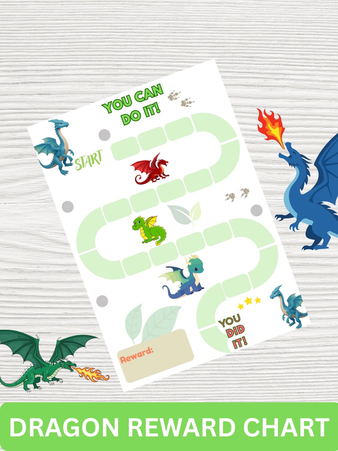 Dragon Behavior Reward Chart | Kids Chore Tracker (A4 & US Letter PDF ...