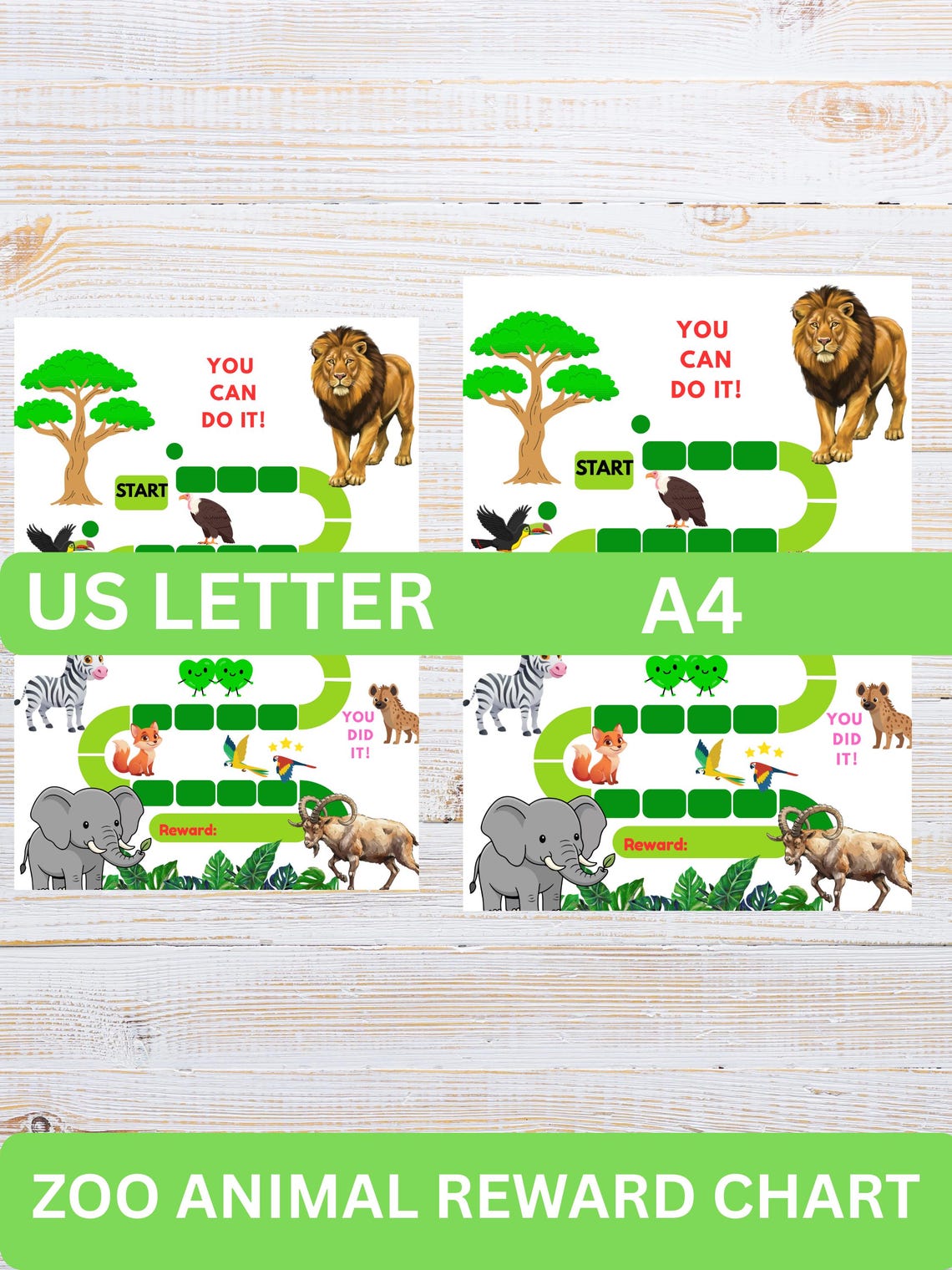 Zoo Animal Reward Chart for Kids Printable | Safari Behavior Chart | A4 ...