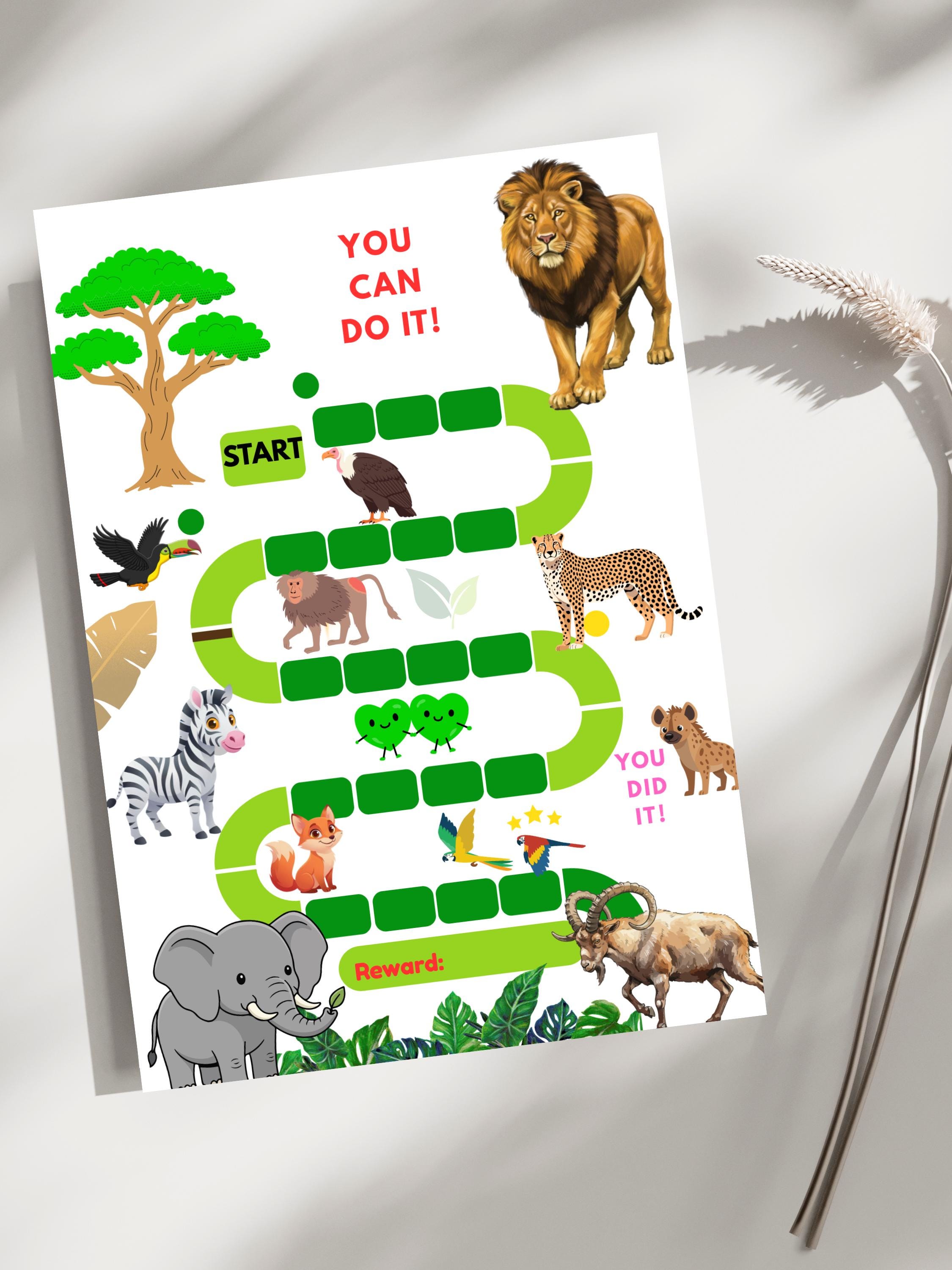 Zoo Animal Reward Chart for Kids Printable | Safari Behavior Chart | A4 ...