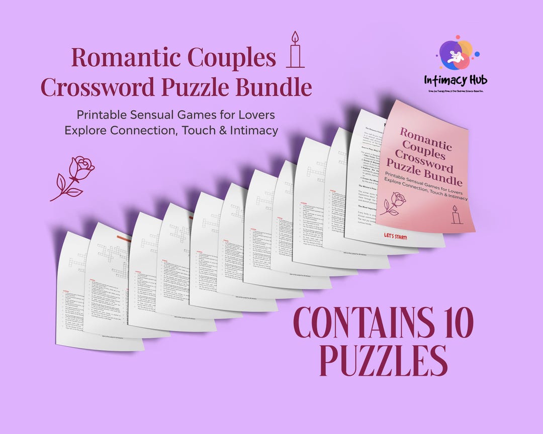 Romantic Couples Crossword Puzzle Bundle | Sensual Games for Lovers ...
